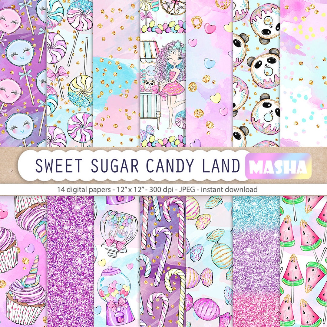 Sweet Sugar Candy Land Digital Papers Candy Digital Papers Candy Girl ...