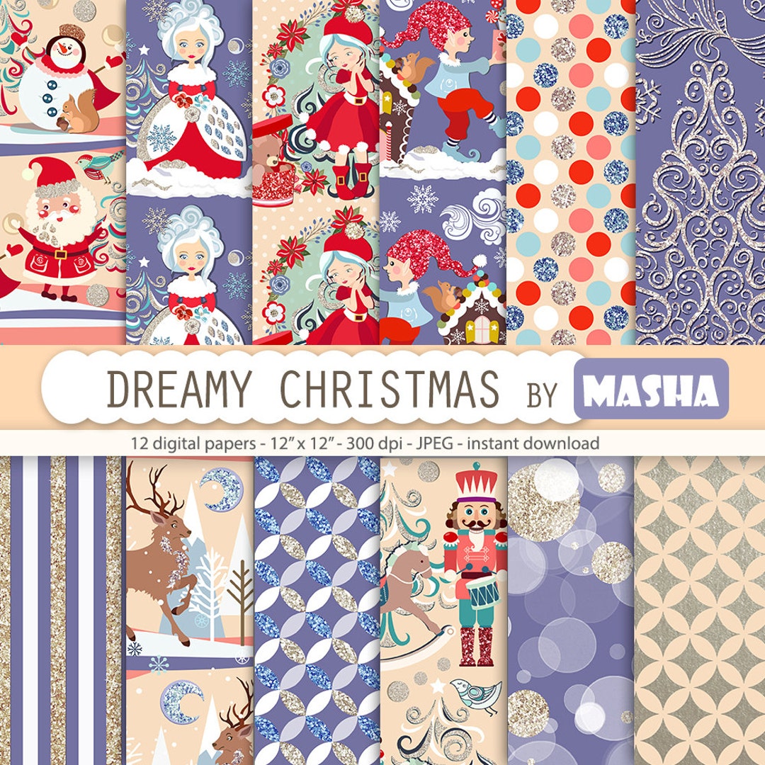 Christmas Patterns: dreamy Christmas Digital Paper With Santa Claus ...