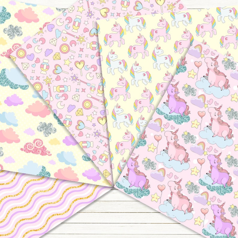 Unicorns Papers: Unicorns & Princesses Digital - Etsy