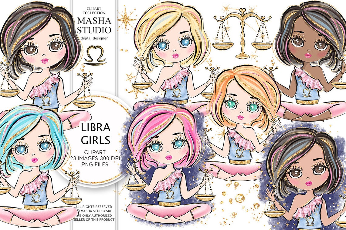 Masha Studio's Zodiac Libra Sign, Libra Clipart, Zodiac Clipart ...