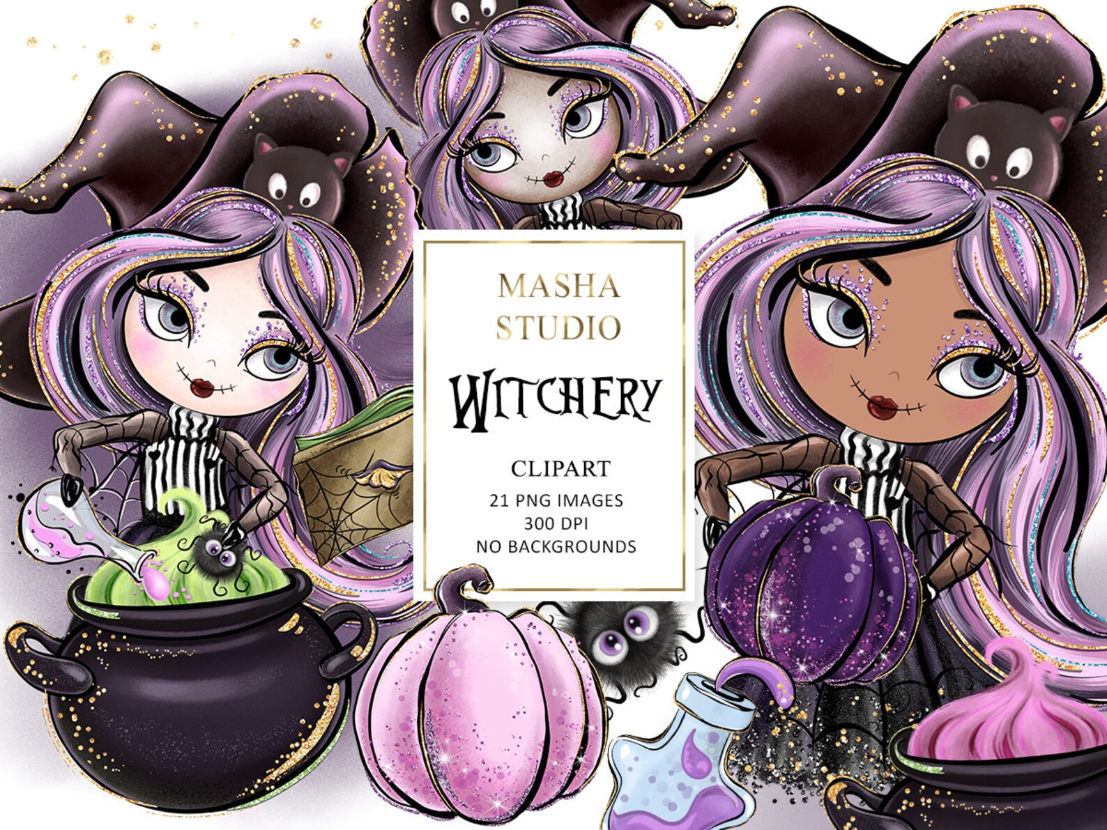Halloween Clipart, Witch Clipart, Witch Pot Clipart, Witch Potions ...