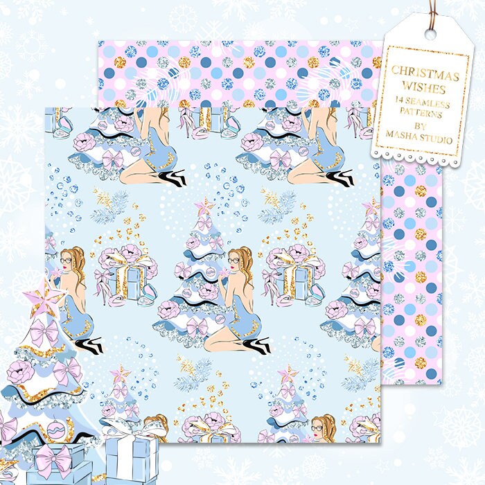 Christmas Digital Paper Winter Paper Pack Christmas Gifts | Etsy