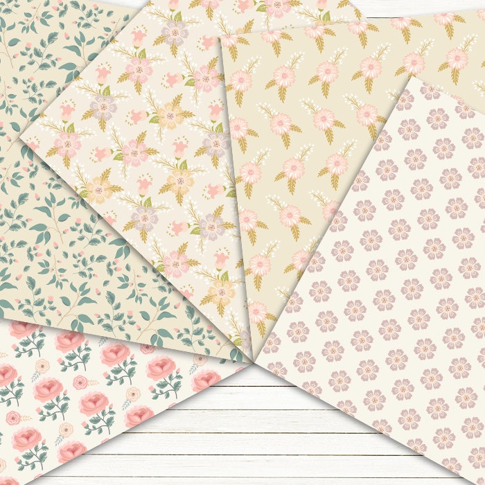 Floral Digital Paper: old Flowers Vintage Digital | Etsy