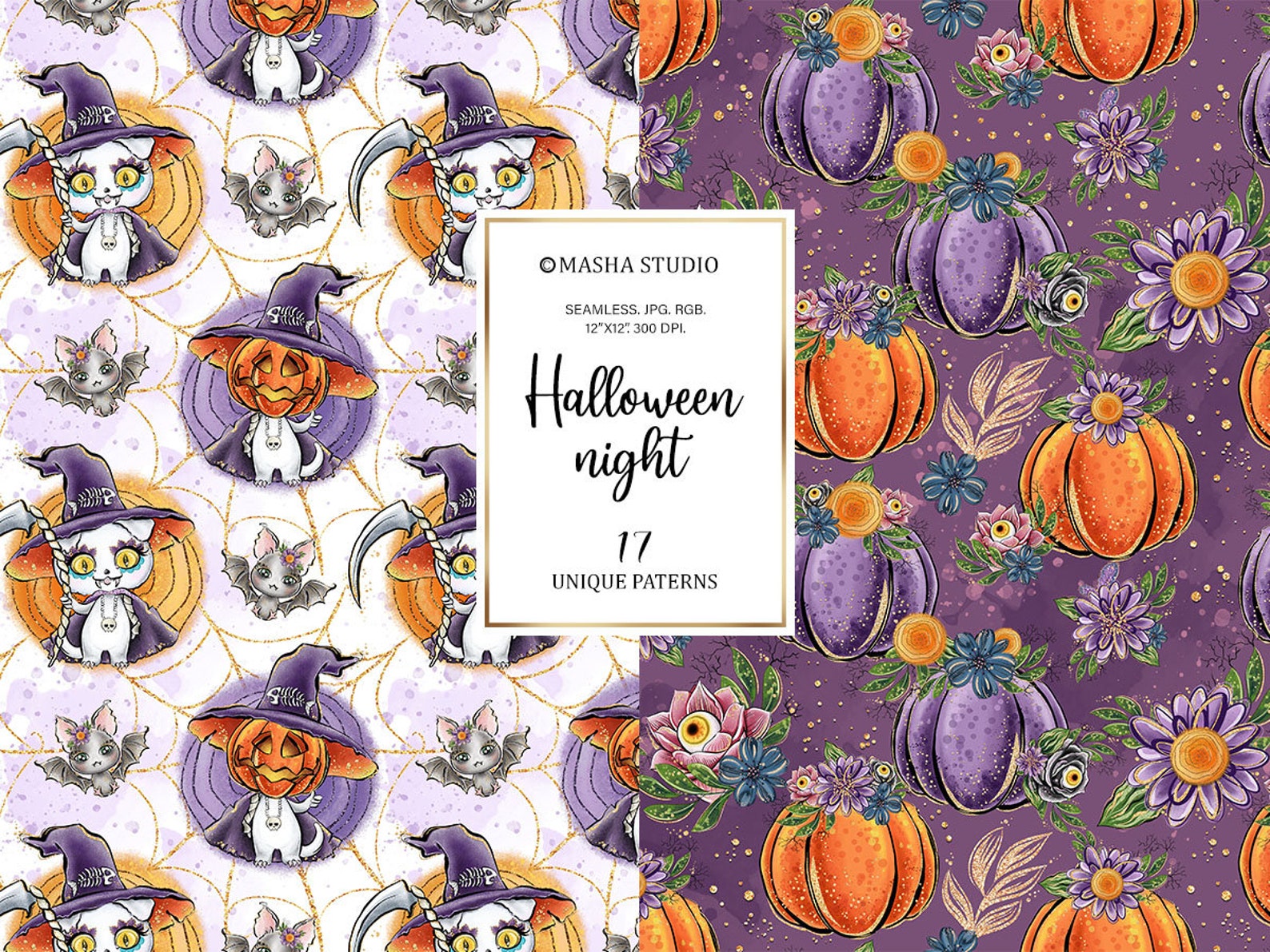 Cute Halloween Digital Papers Seamless Halloween Patterns - Etsy