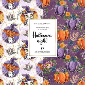 Cute Halloween Digital Papers, Seamless Halloween Patterns, Fabric ...