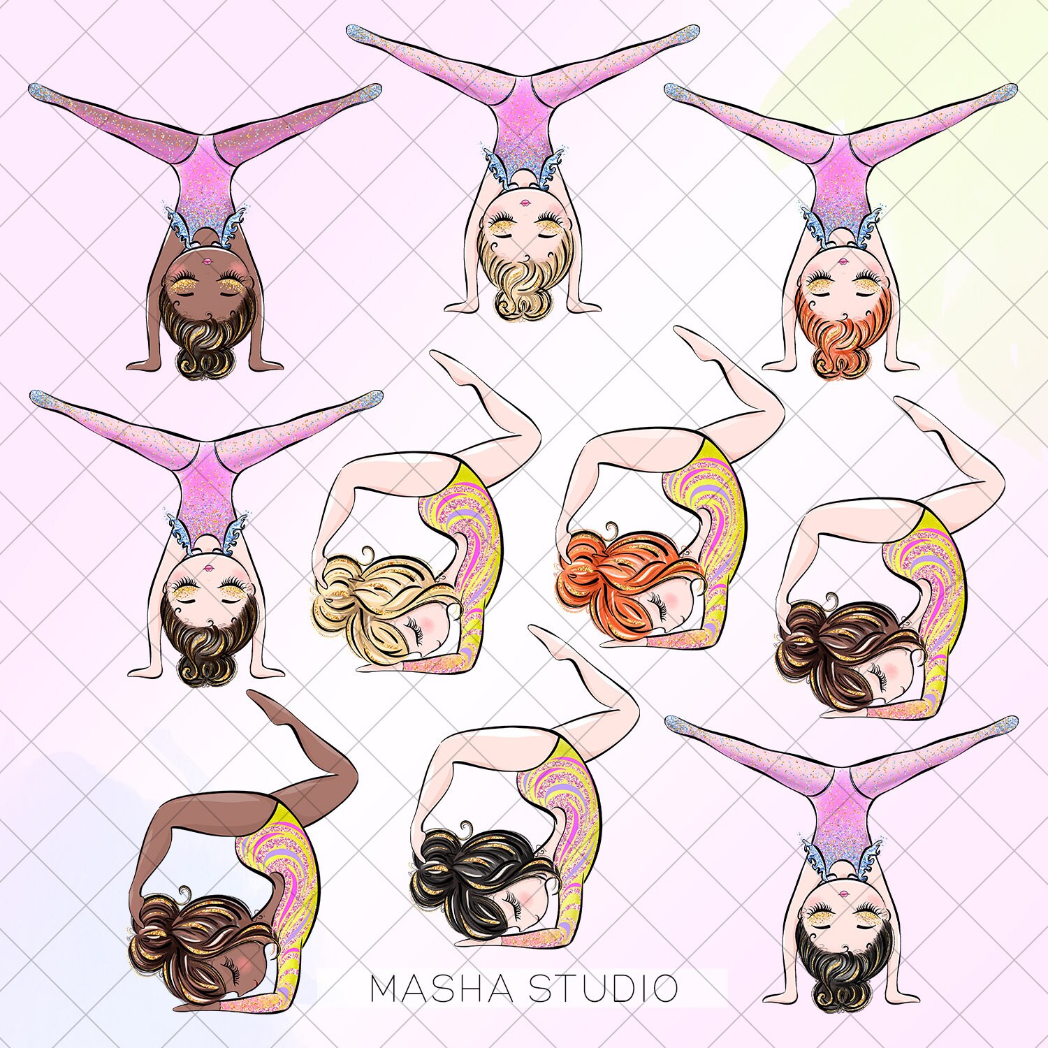 Gymnastics Clipart Gymnastic Girls Clipart Gym Clipart - Etsy UK