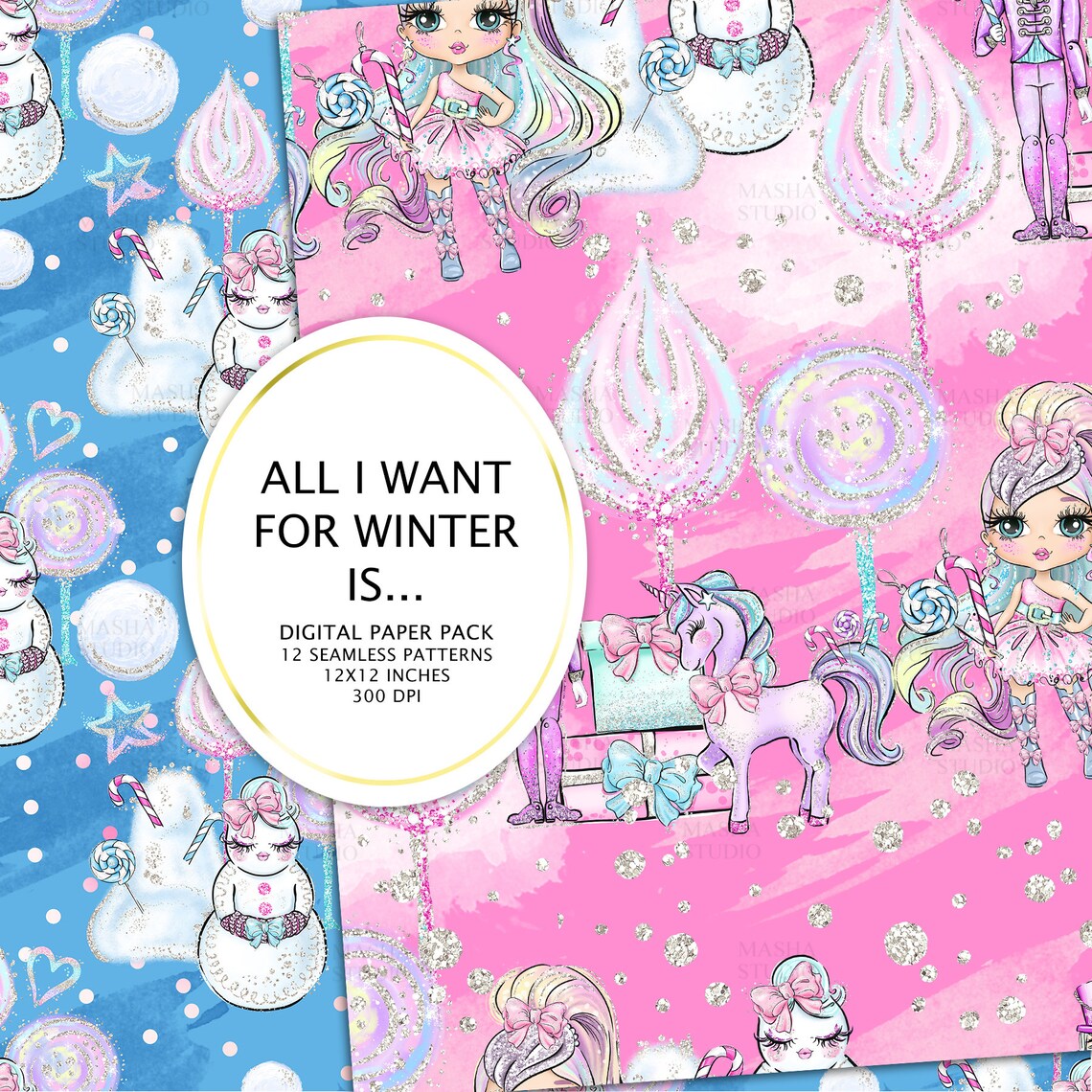 Winter Digital Papers, Nutcracker Digital Papers, Winter Dolls Digital ...
