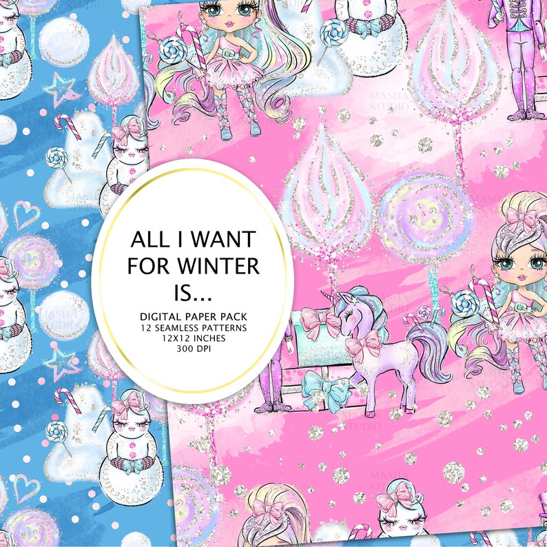 Winter Digital Papers, Nutcracker Digital Papers, Winter Dolls Digital ...