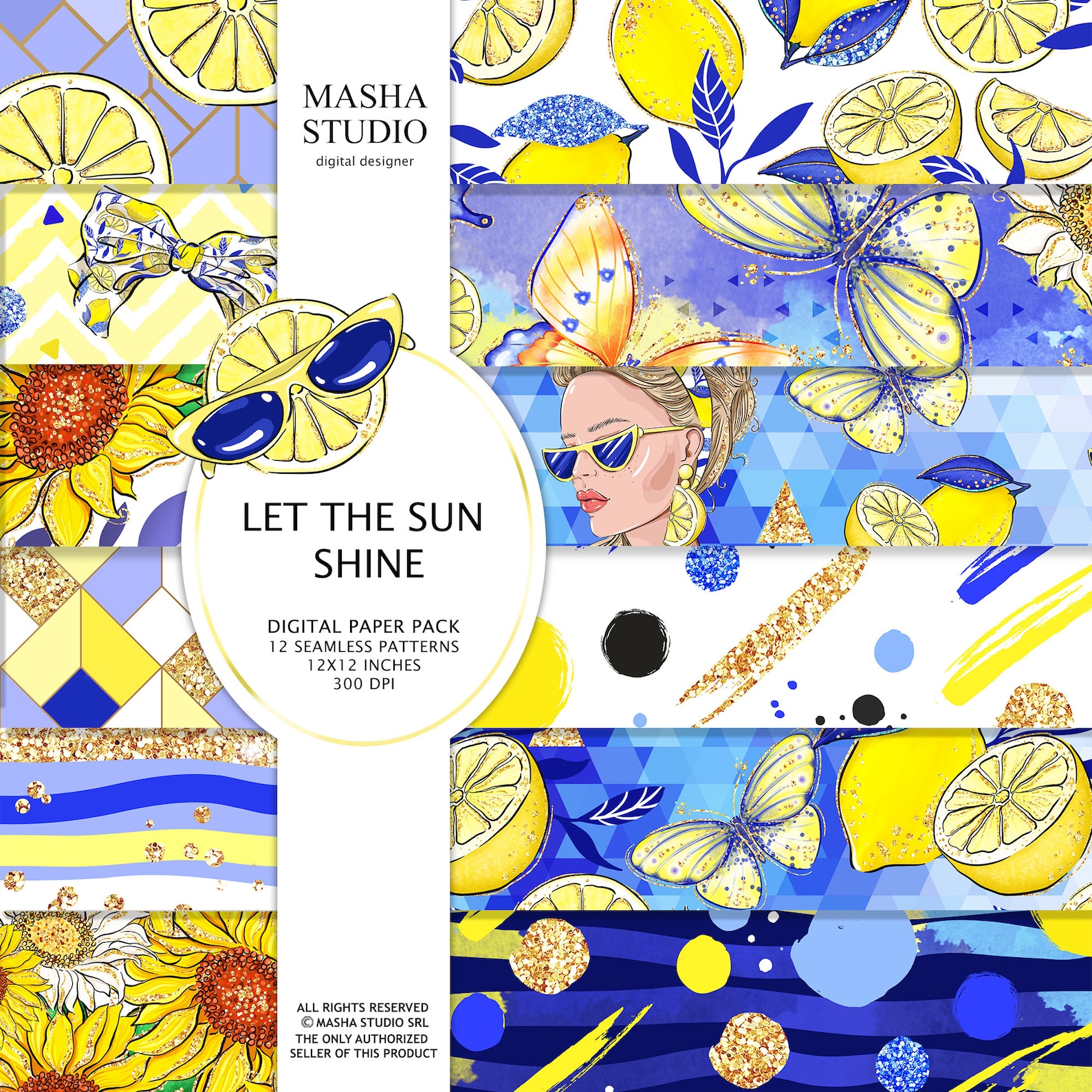 Spring Summer Digital Papers Lemon Digital Paper Sunflower - Etsy