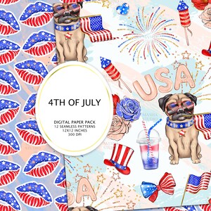 4th of July Digital Paper Pack, Independence Day Digital Papers, 4th of ...
