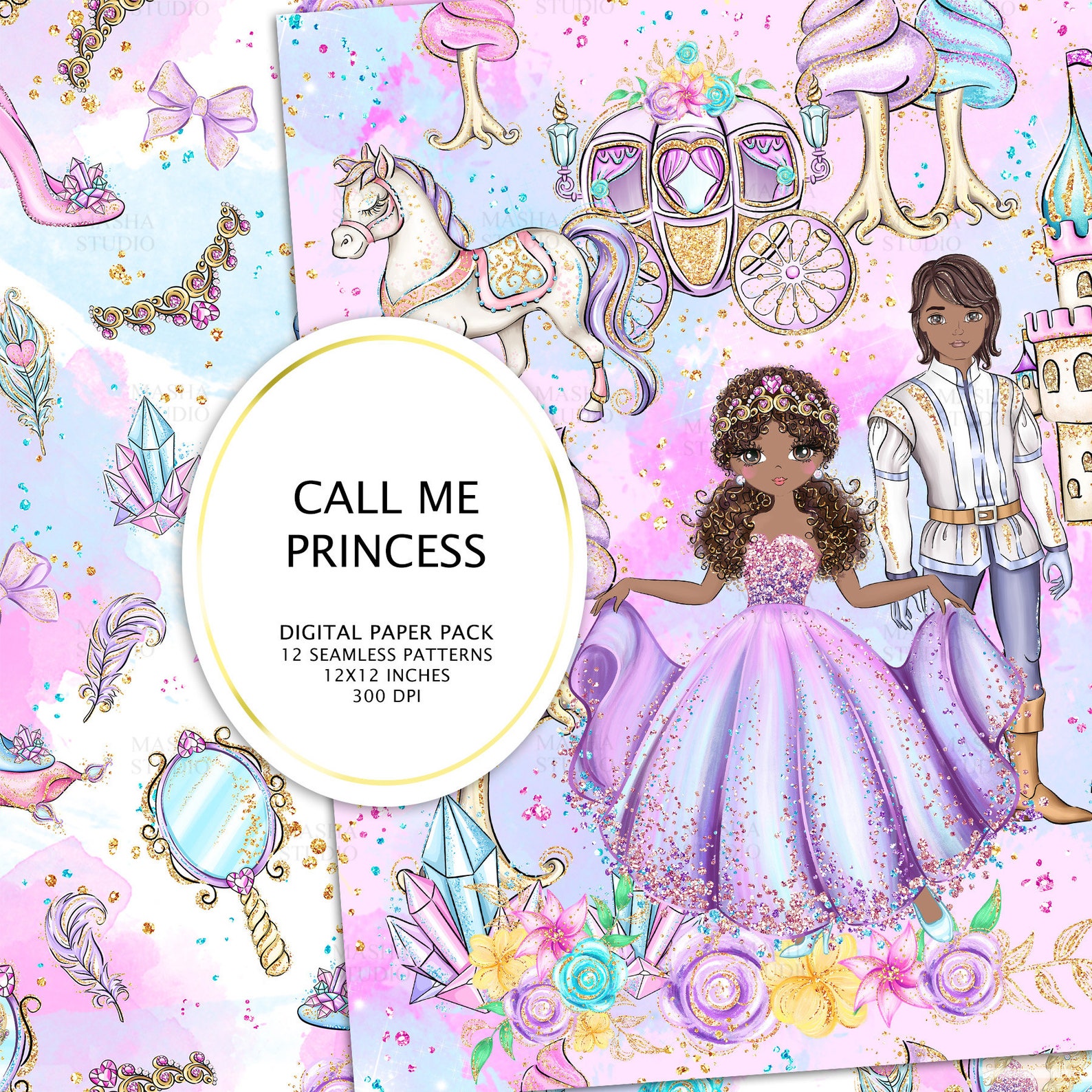 Princess Digital Paper Princess Pattern Prince Digital - Etsy