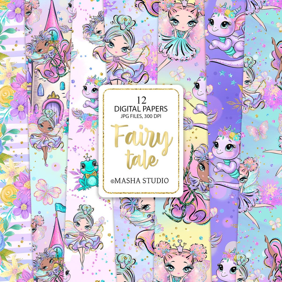 Fairy Digital Papers, Hand Drawn Pattern, Fairy Patterns, Seamless ...