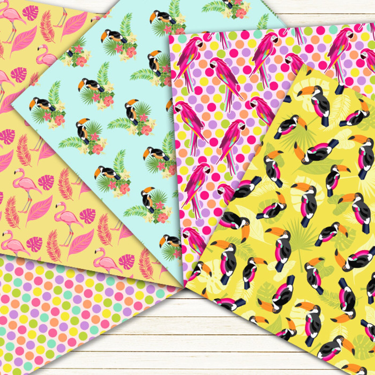 Flamingo Papers: tropical DIGITAL Papers With - Etsy