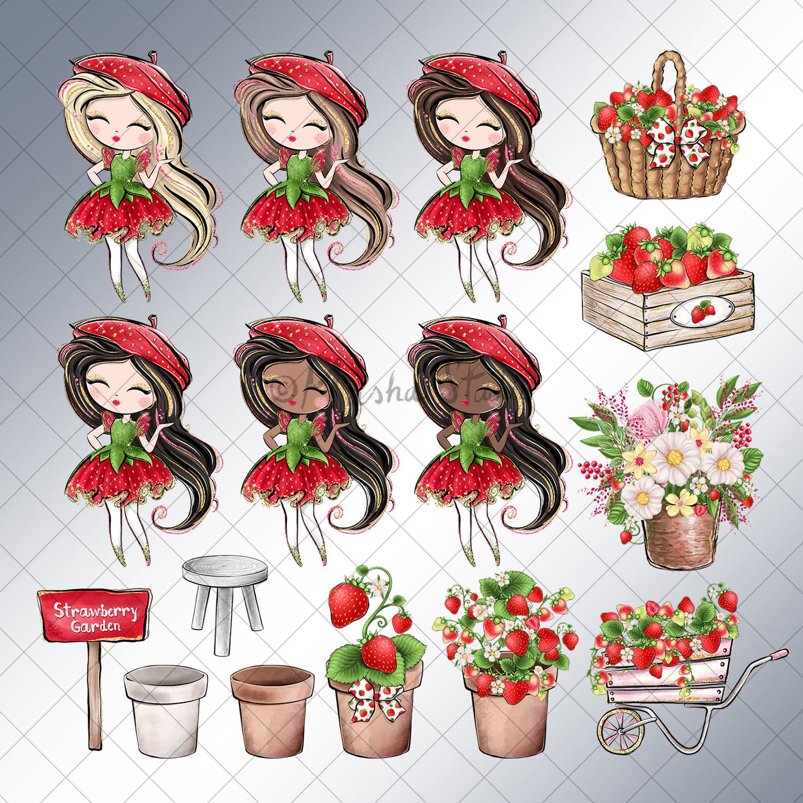 Strawberry Clip Art, Strawberry Girl Clipart, Strawberry House Clipart ...