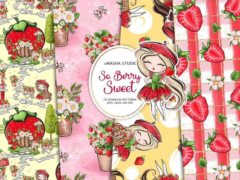 Strawberry Digital Papers Seamless Strawberry Pattern - Etsy