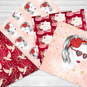Valentine's Day Paper Pack Love Digital Patterns Love Letter Romantic ...