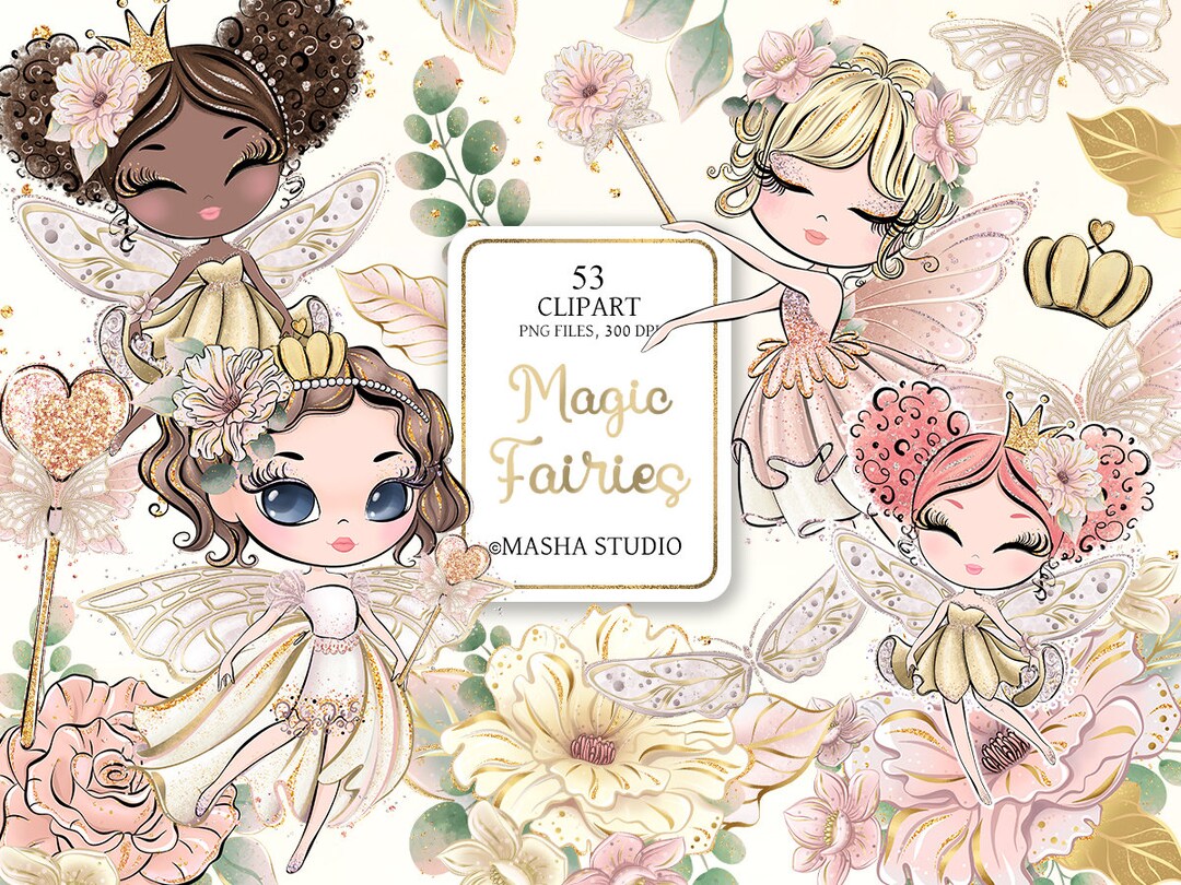 Hand Drawn Clipart, Fairy Clipart, Fairytale Clipart, Floral Clipart ...