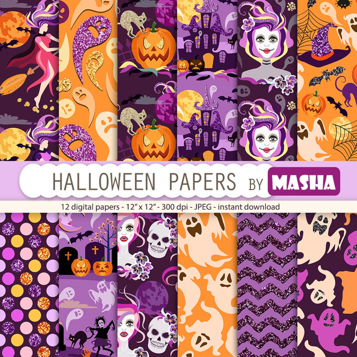 Halloween Papers: halloween DIGITAL Papers With - Etsy