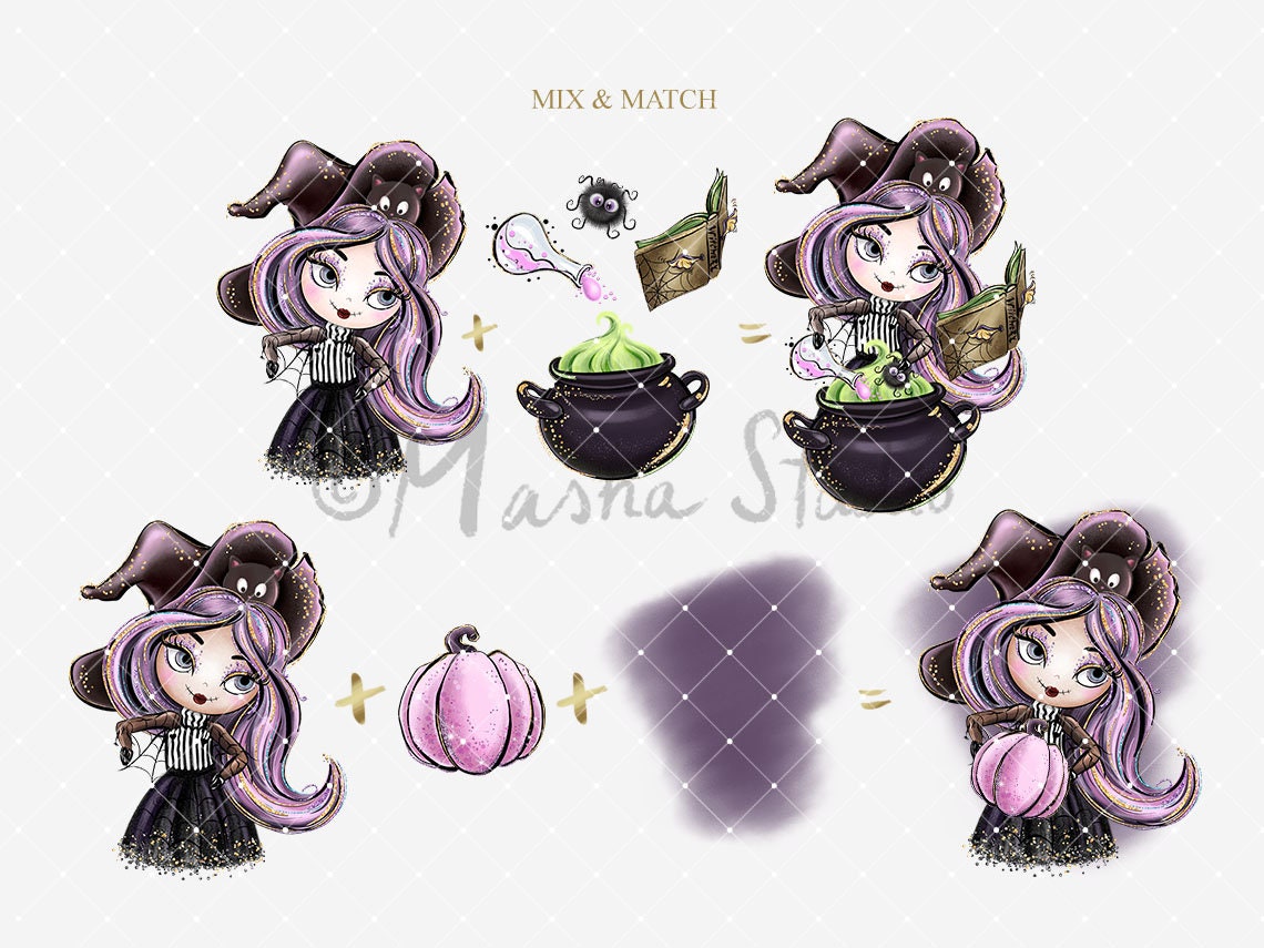 Halloween Clipart Witch Clipart Witch Pot Clipart Witch - Etsy