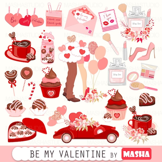 Valentines clip art: BE MY VALENTINE with | Etsy