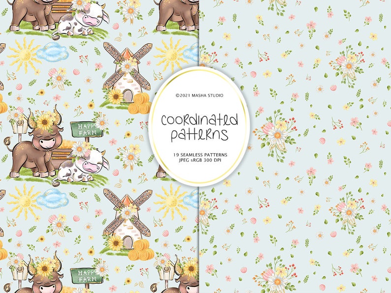 Farm Animals Digital Papers Domestic Animals Patterns - Etsy