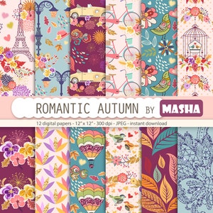 Autumn Digital Papers: romantic Autumn With Fall Digital Paper ...