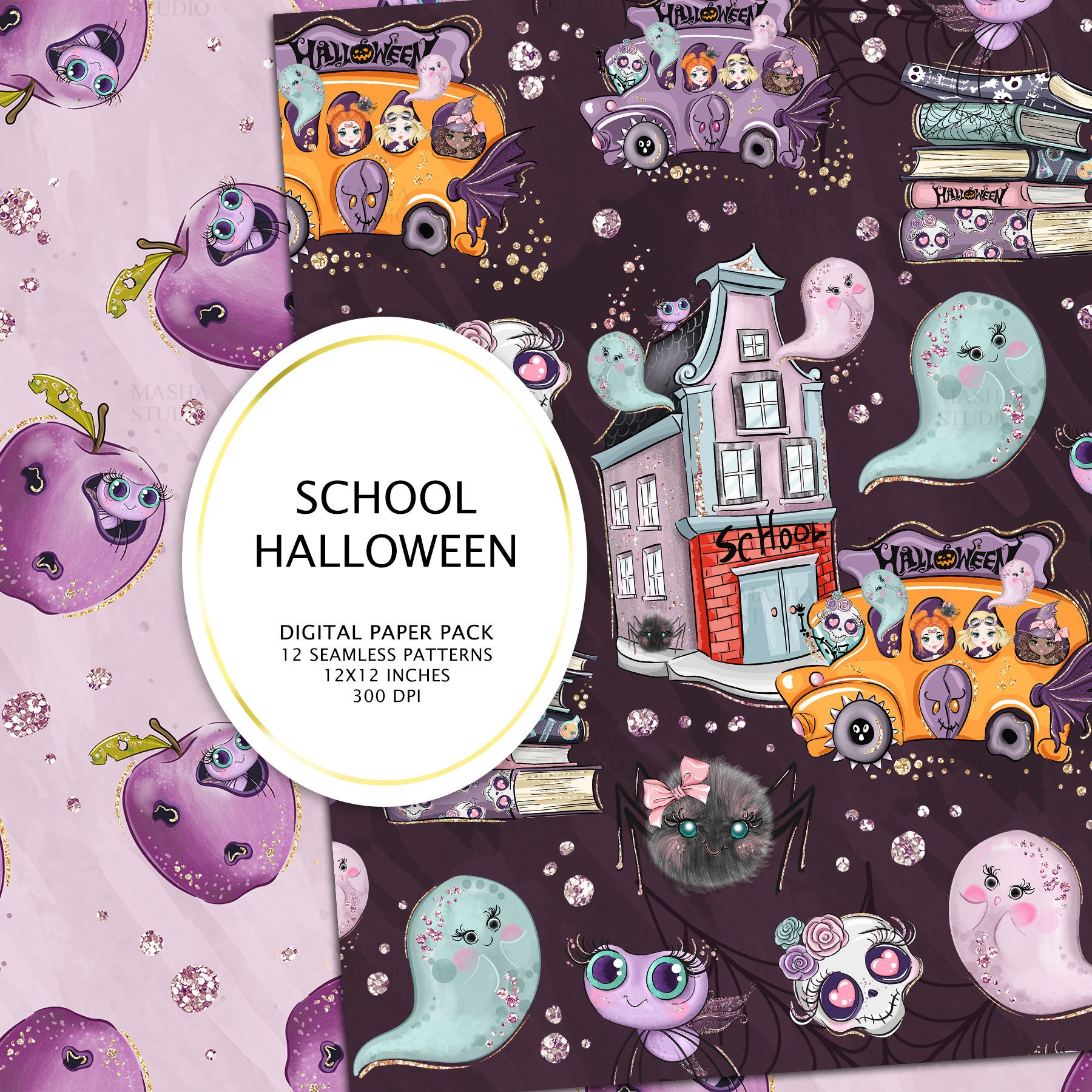 School Halloween Digital Papers Halloween Digital Papers | Etsy