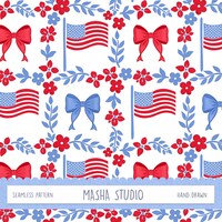 Seamless Pattern, Fourth of July Pattern, Watercolor Seamless, July 4th ...