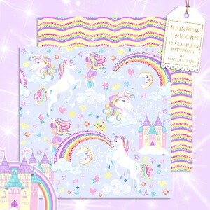 Unicorn Digital Paper, Unicorn Planner Stickers, Princess Paper Pack ...