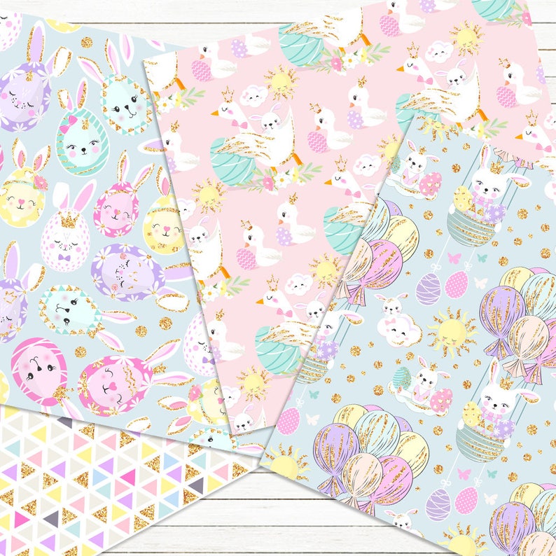 Easter Digital Paper Pack Easter Bunny Digital Paper Bunny - Etsy