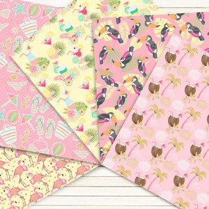 Tropical Digital Papers: tropical Summer With Flamingo Patterns, Exotic ...