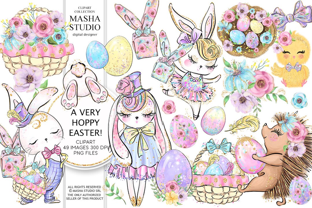 Easter Clipart 2021, 49 Images 300 Dpi, Easter Bunny Clipart, Easter ...