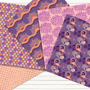 Sunset Papers: sunset Digital Papers With Sun Patterns, Polkdots Paper ...