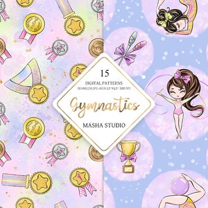Gymnastics Digital Papers, Gymnastics Patterns, Gymnast Digital Paper ...