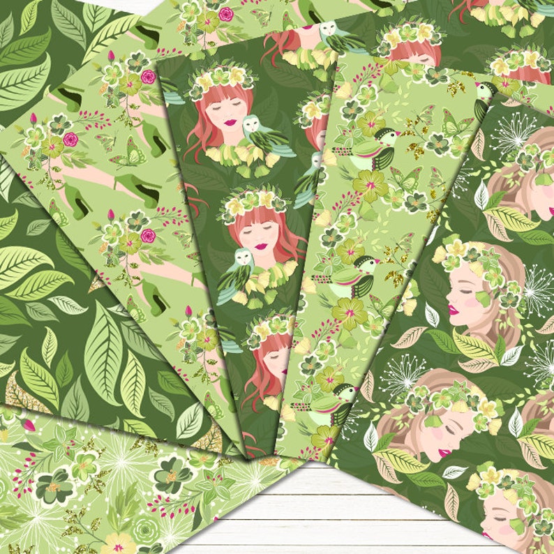 Greenery Digital Papers: greenery BLOSSOM Pattern - Etsy