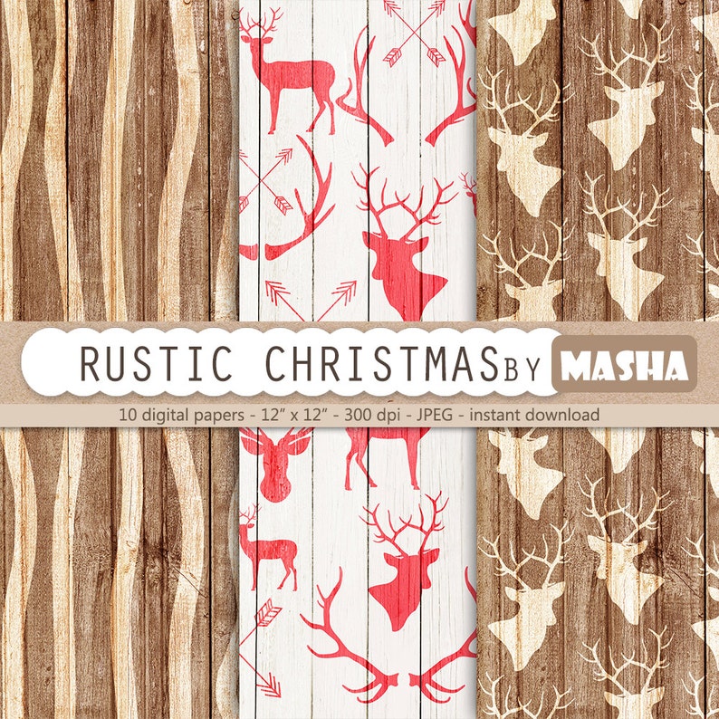 Rustic Christmas Digital Papers: rustic Christmas - Etsy