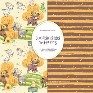 Farm Animals Digital Papers, Domestic Animals Patterns, Farmhouse ...