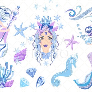 Ice Queen Mermaids Clipart, Mermaid Clipart, Mermaid Planner Stickers ...