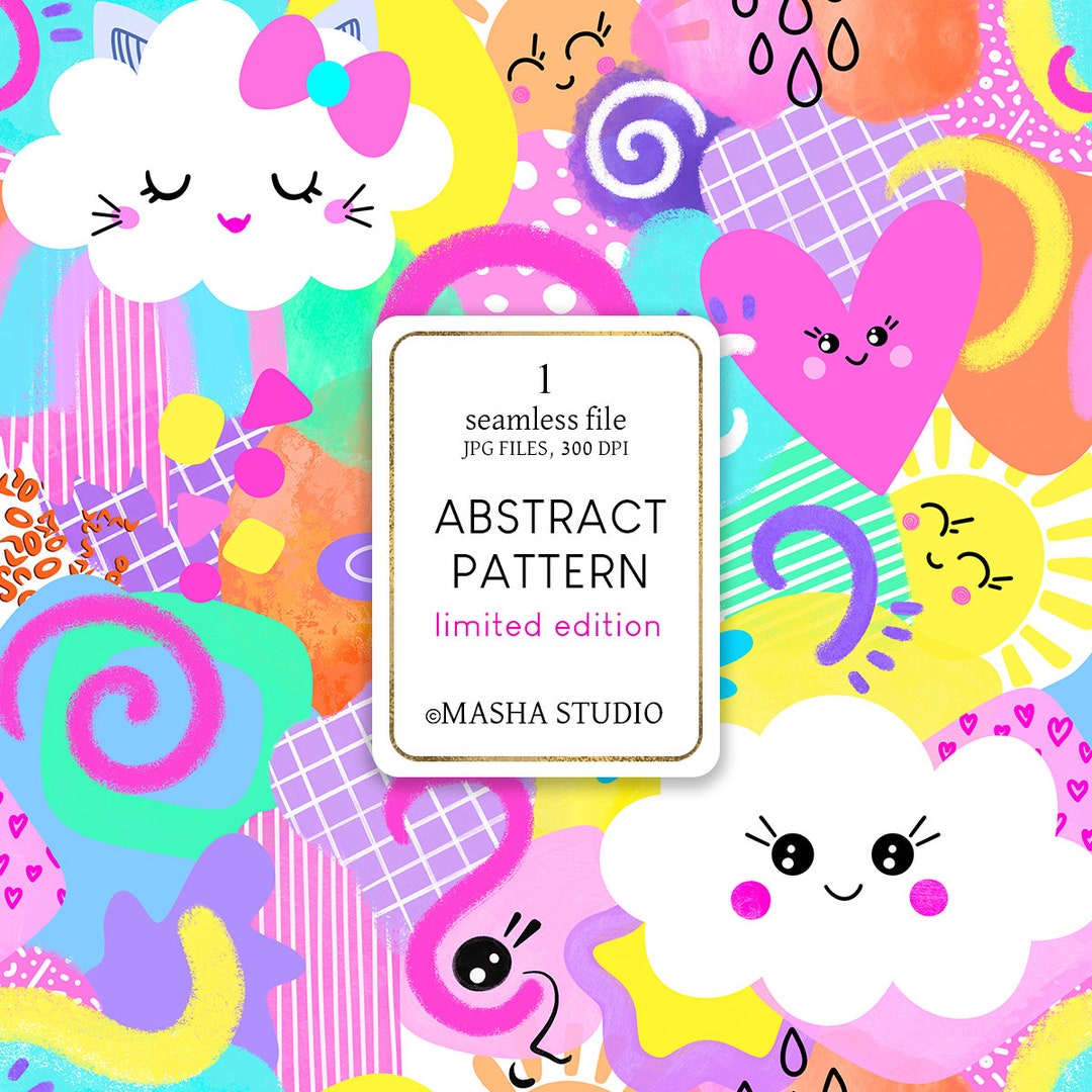 Abstract Digital Paper, Abstract Pattern, Seamless Pattern, Neon ...