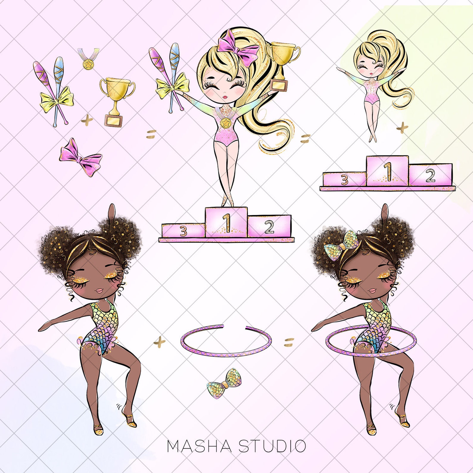 Gymnastics Clipart Gymnastic Girls Clipart Gym Clipart - Etsy UK