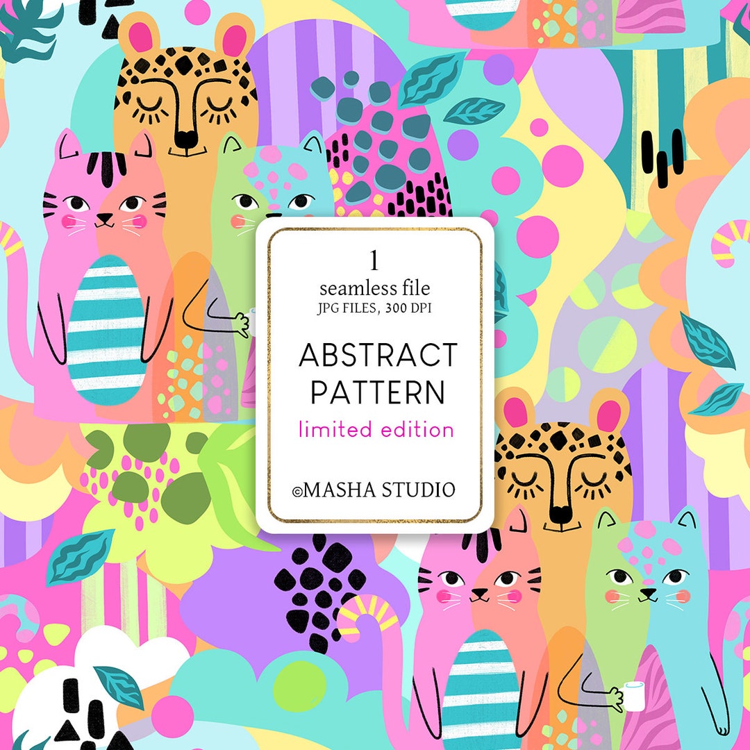 Abstract Pattern, Cat Pattern, Cat Digital Paper, Abstract Cat Pattern ...