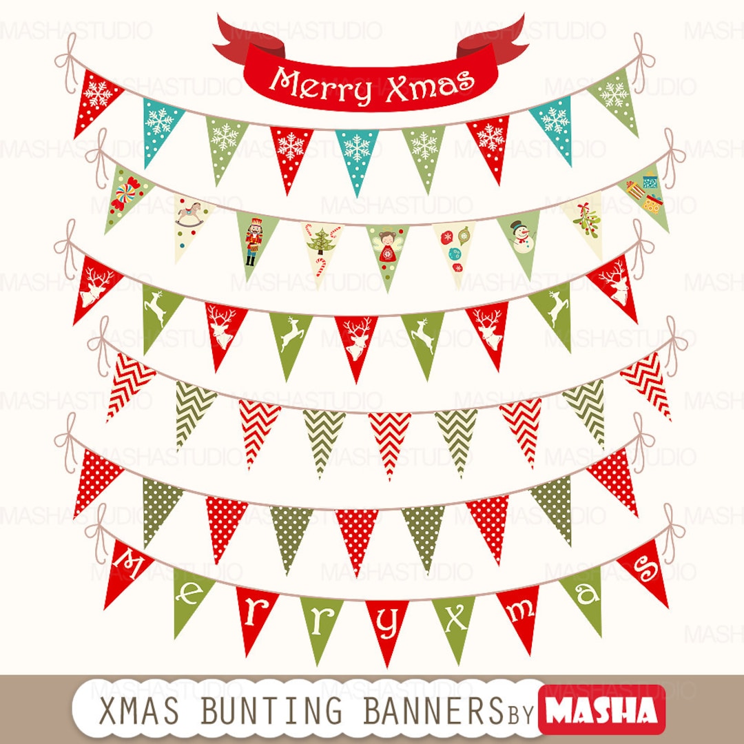 Christmas Bunting Flags Clipart: xmas Bunting Banners Bunting Clipart ...