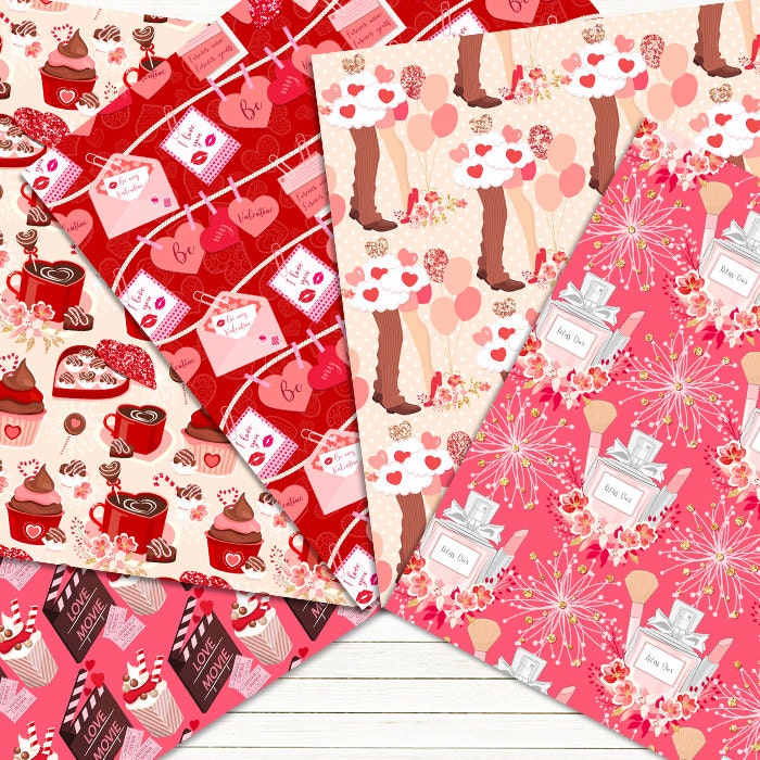 VALENTINE'S DAY Digital Papers: be My | Etsy