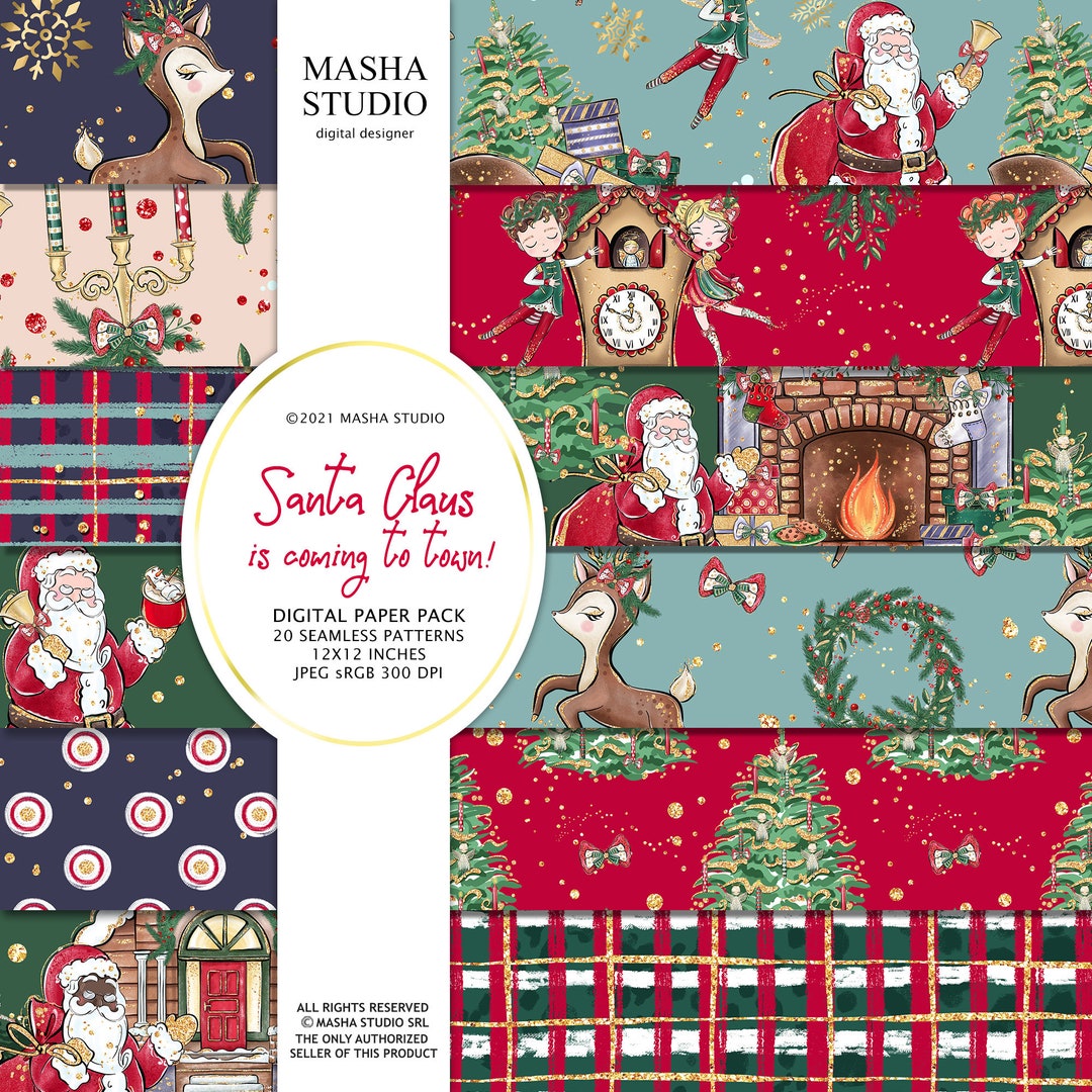 Christmas Seamless Digital Papers, Christmas Surface Pattern Designs ...
