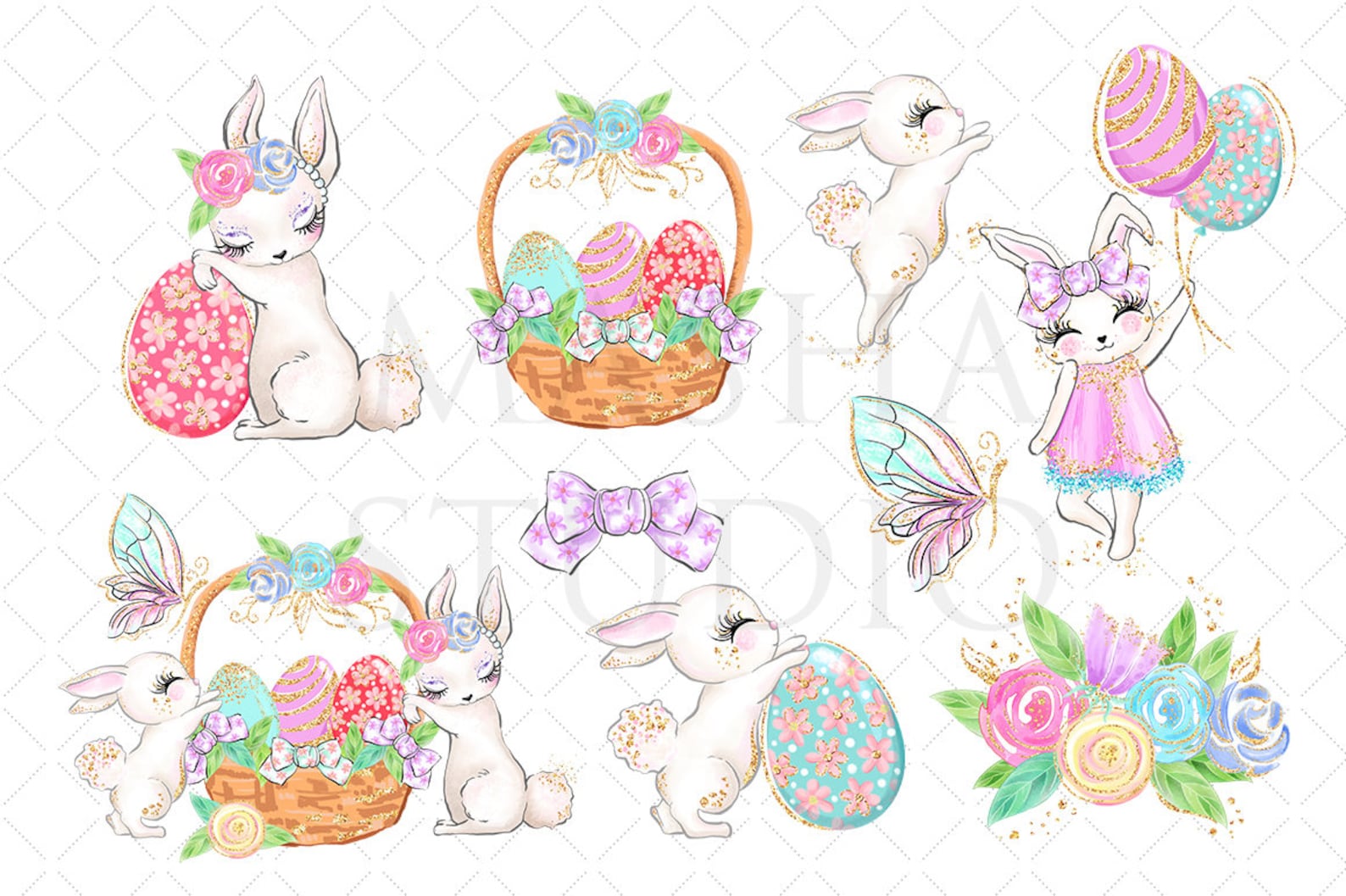 FUZZY EASTER FAIRY Clipart, Easter Clipart, Bunny Clipart, Fairy ...