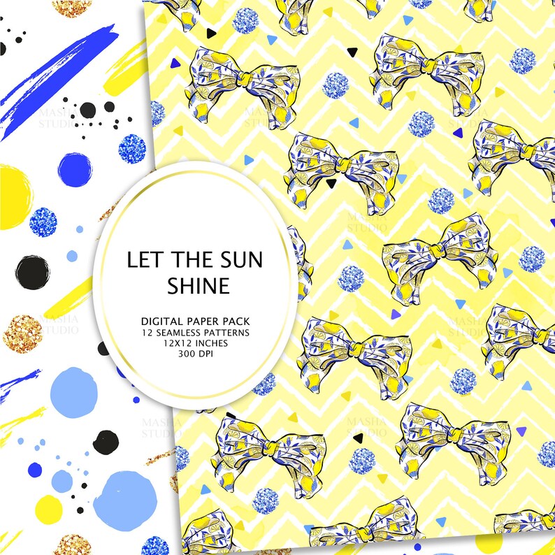 Spring Summer Digital Papers Lemon Digital Paper Sunflower - Etsy