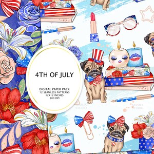 4th of July Digital Paper Pack, Independence Day Digital Papers, 4th of ...