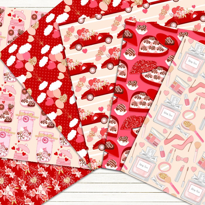 VALENTINE'S DAY Digital Papers: be My | Etsy
