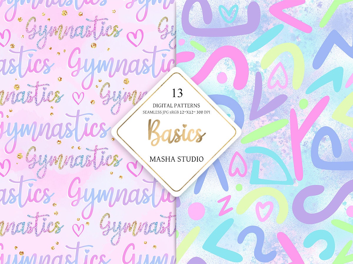 Gymnastics Basic Digital Papers, Watercolor Digital Papers, Seamless ...