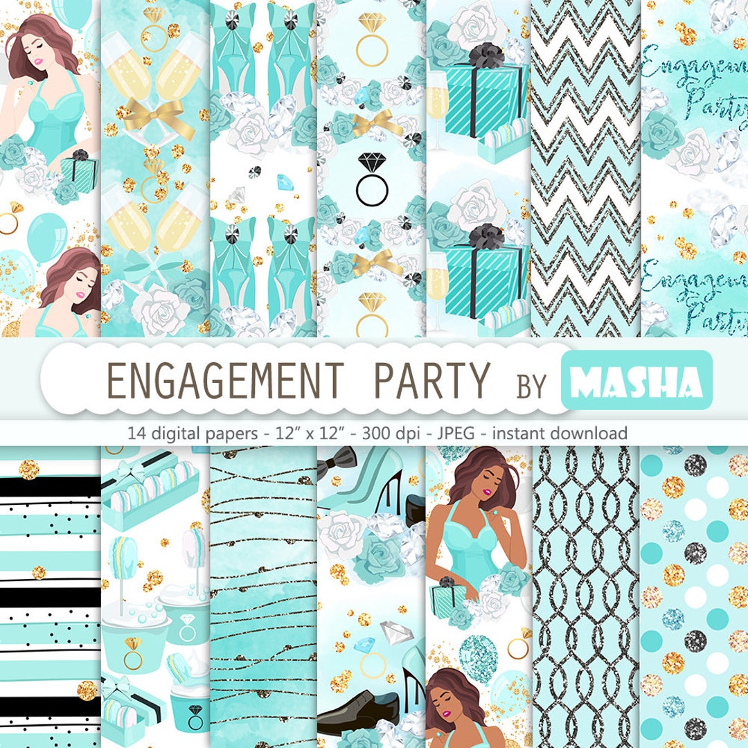 Engagement Digital Paper: engagement PARTY Digital Paper Wedding ...
